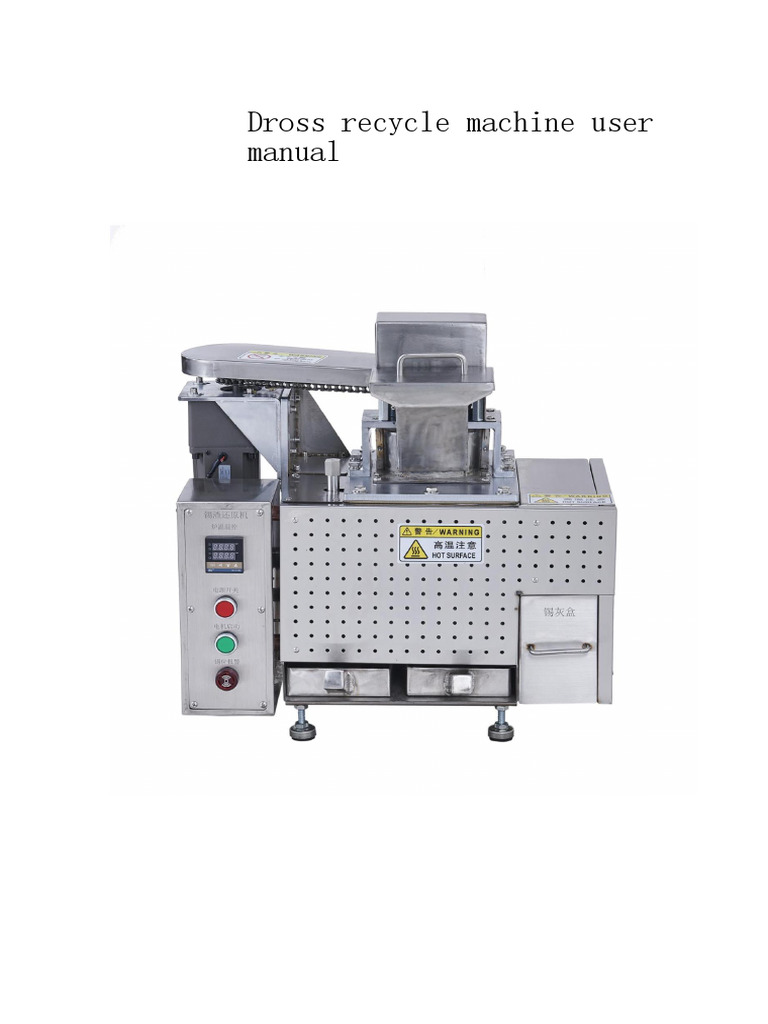 Dross Machine User Manual | PDF | Manufactured Goods | Science ...