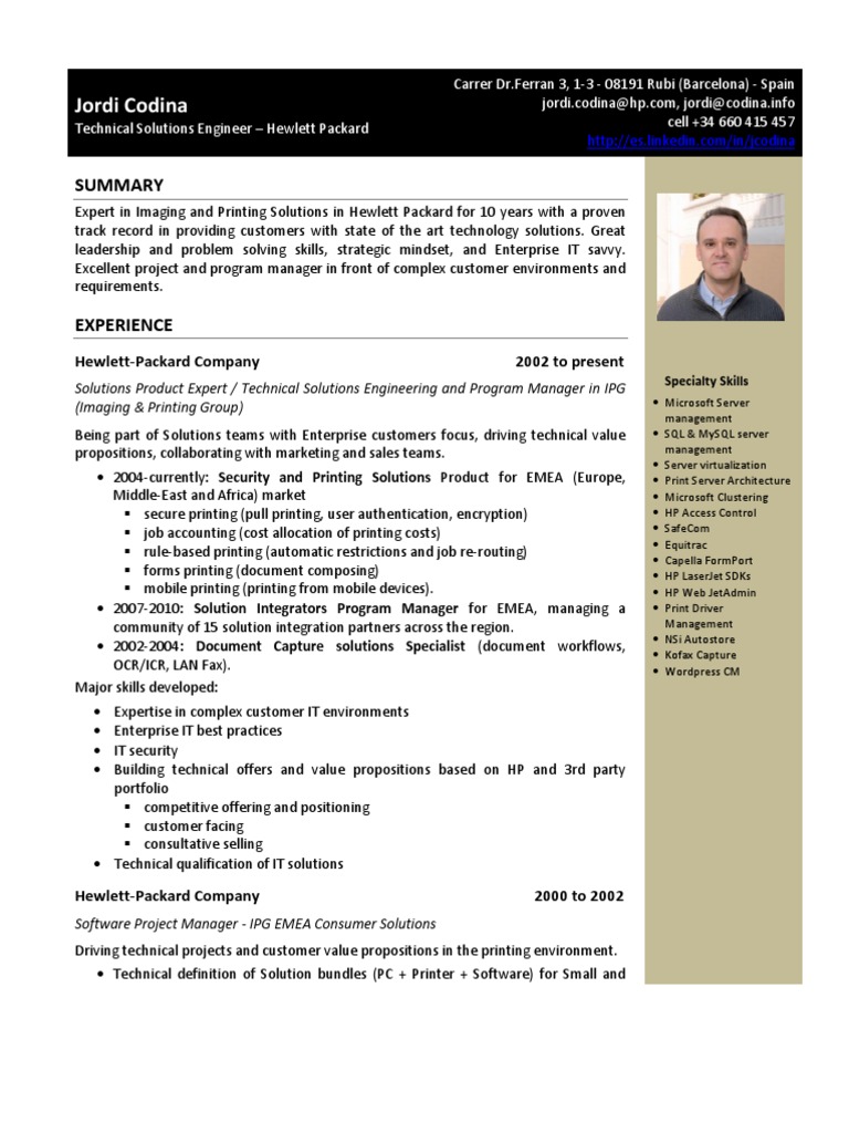 CV Jordi Codina (Online) | PDF | Hewlett Packard | Project Management Professional