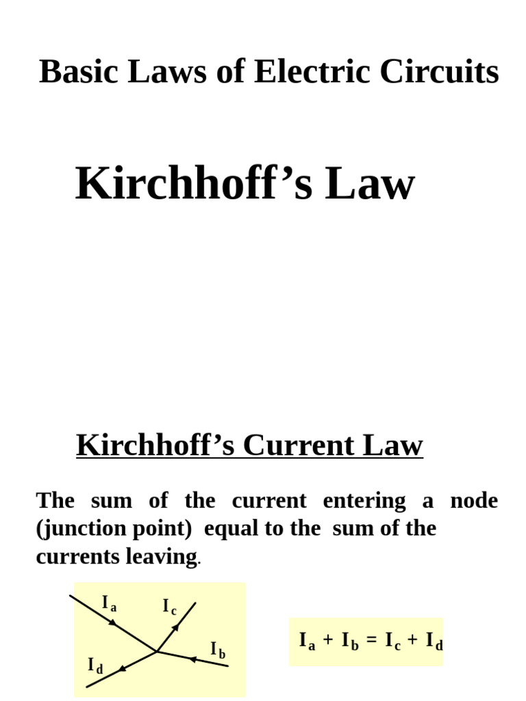 Basic Laws of Electric Circuits: Kirchhoff's Law | PDF