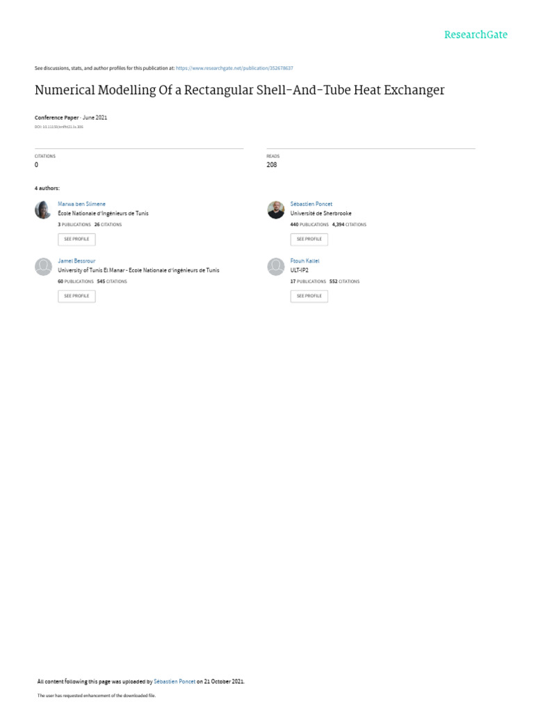Numerical - Modelling - of - A - Rectangular - Shell-And-Tube Heat Exchanger | PDF
