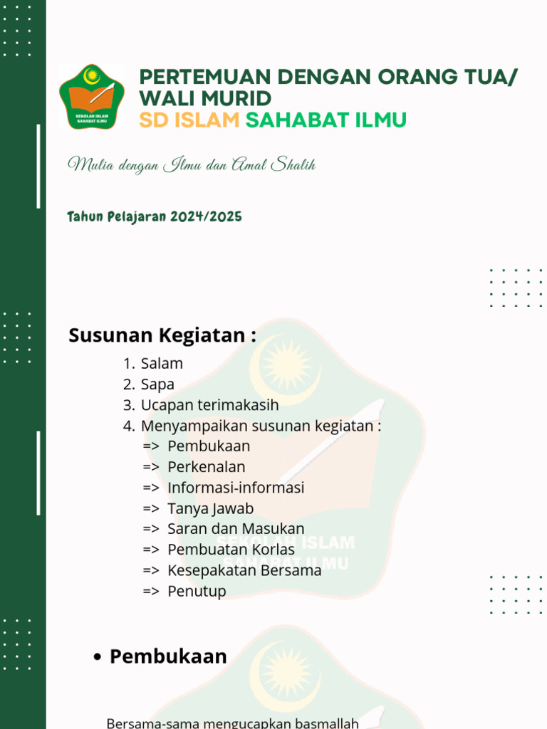 Pertemuan Dengan Orang Tua Murid Baru | PDF