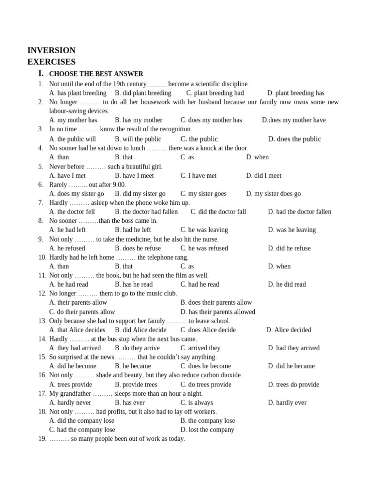 Inversion Exercises | PDF
