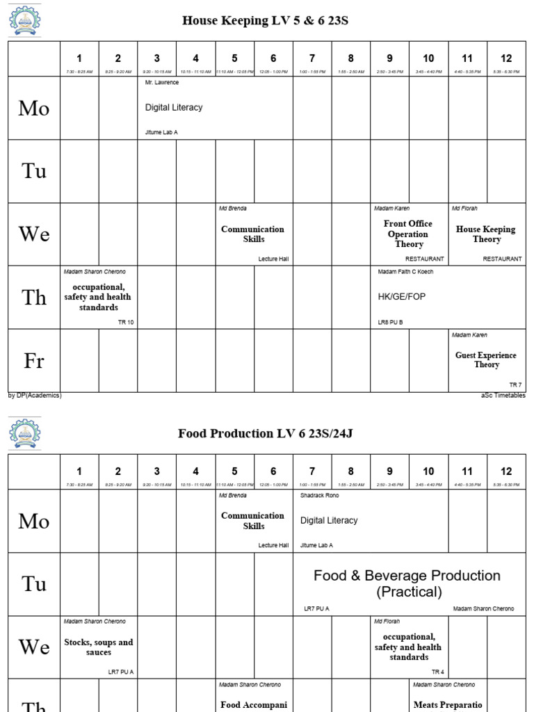 Students Main Campus (Timetable) | PDF