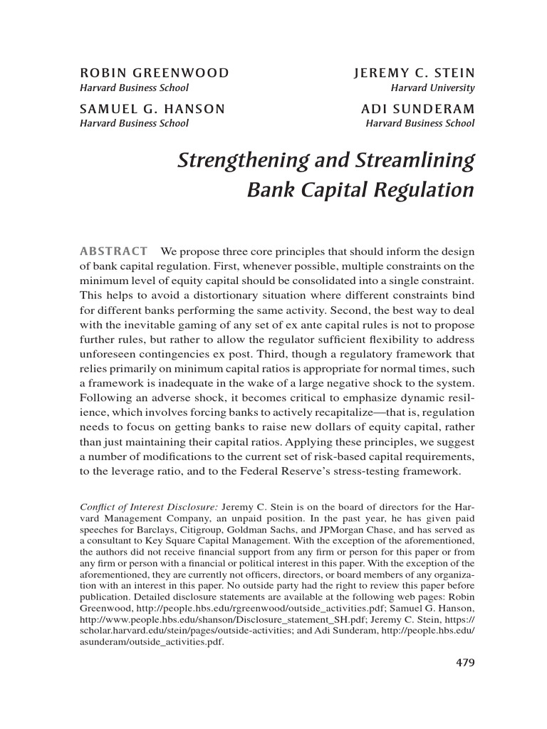 Strengthening and Streamlining Bank Capital Regulation | PDF