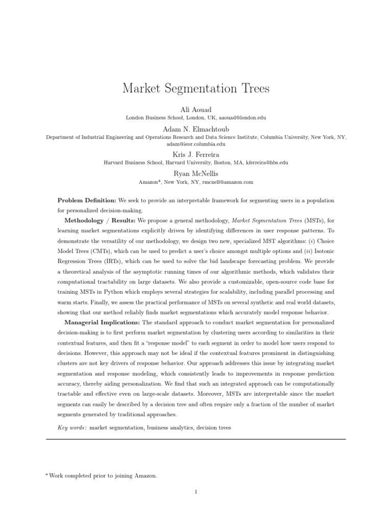 Market Segmentation Trees | PDF