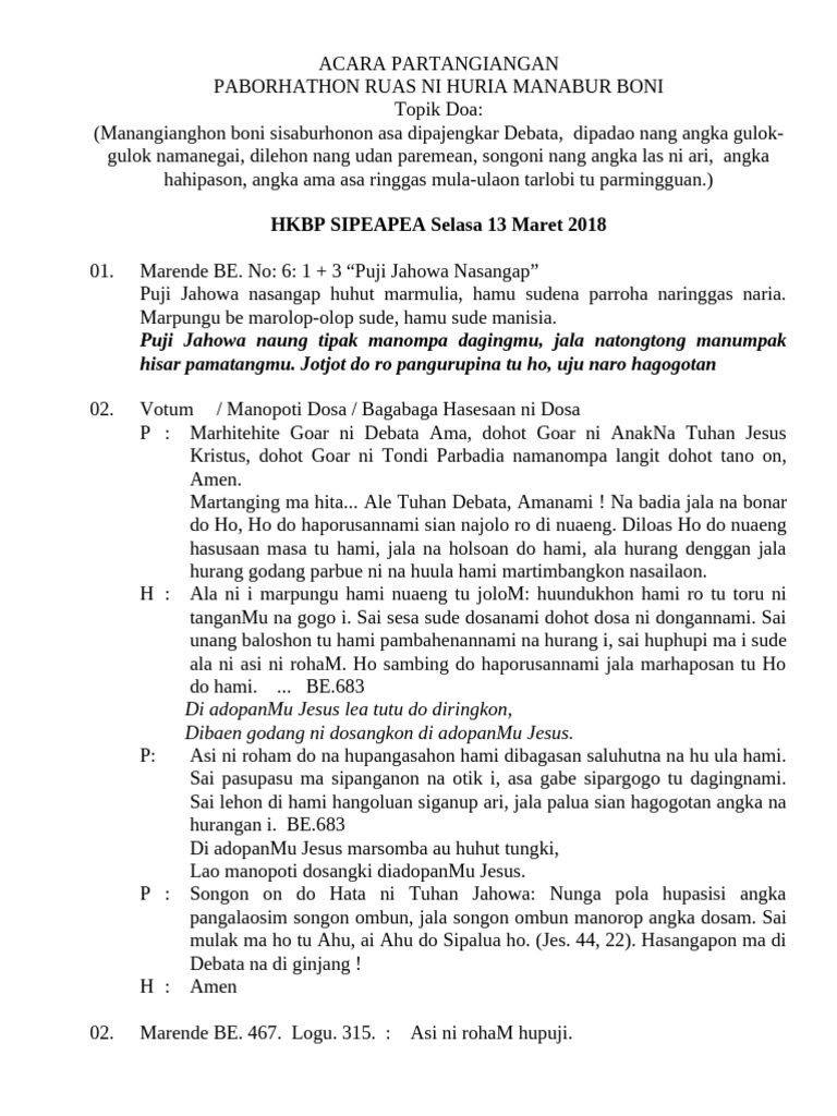 ACARA PARTANGIANGAN BONI | PDF