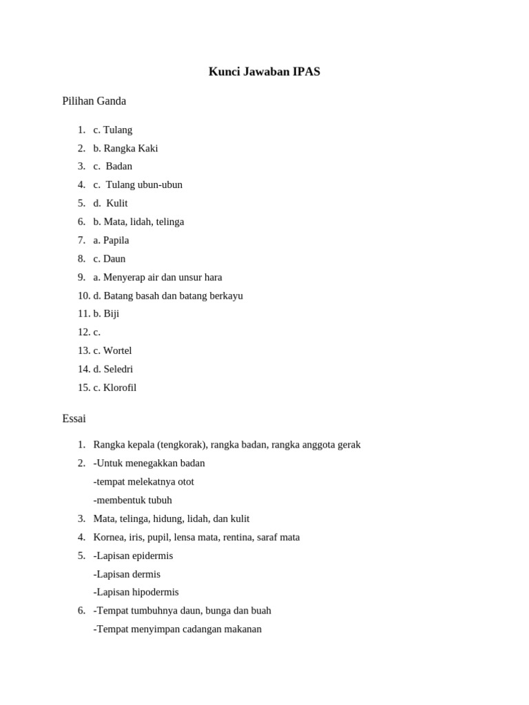 Kunci Jawaban IPAS 2024 | PDF