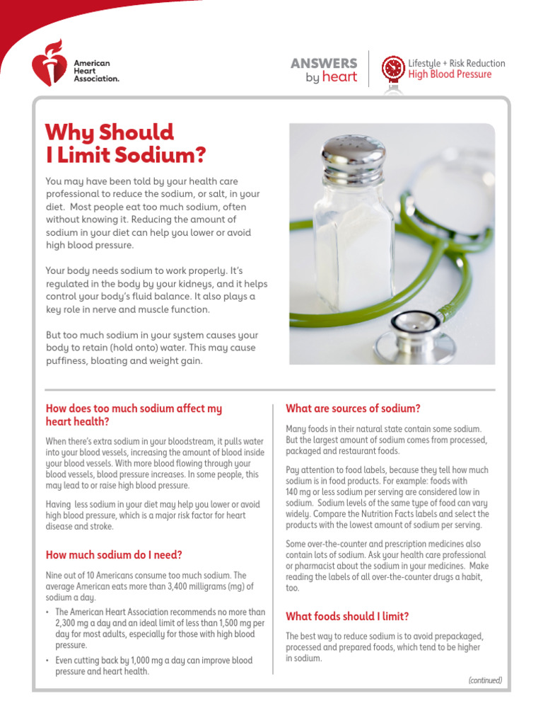 Why Should I Limit Sodium | PDF