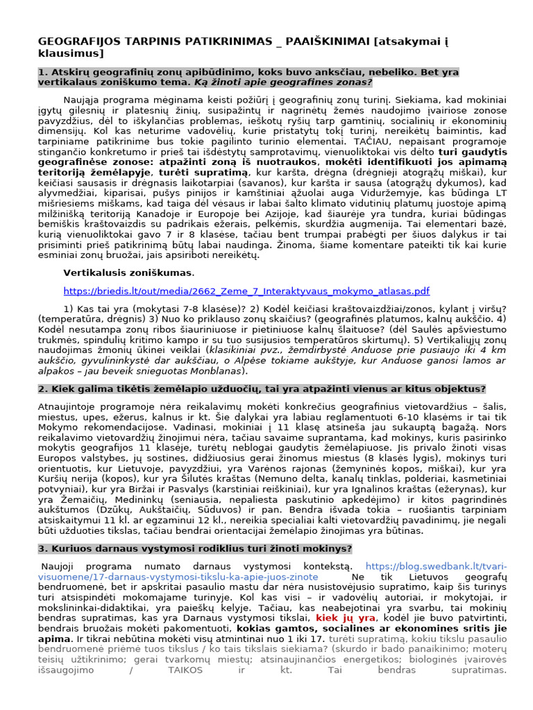 Geografija - Tarpinis Patikrinimas | PDF