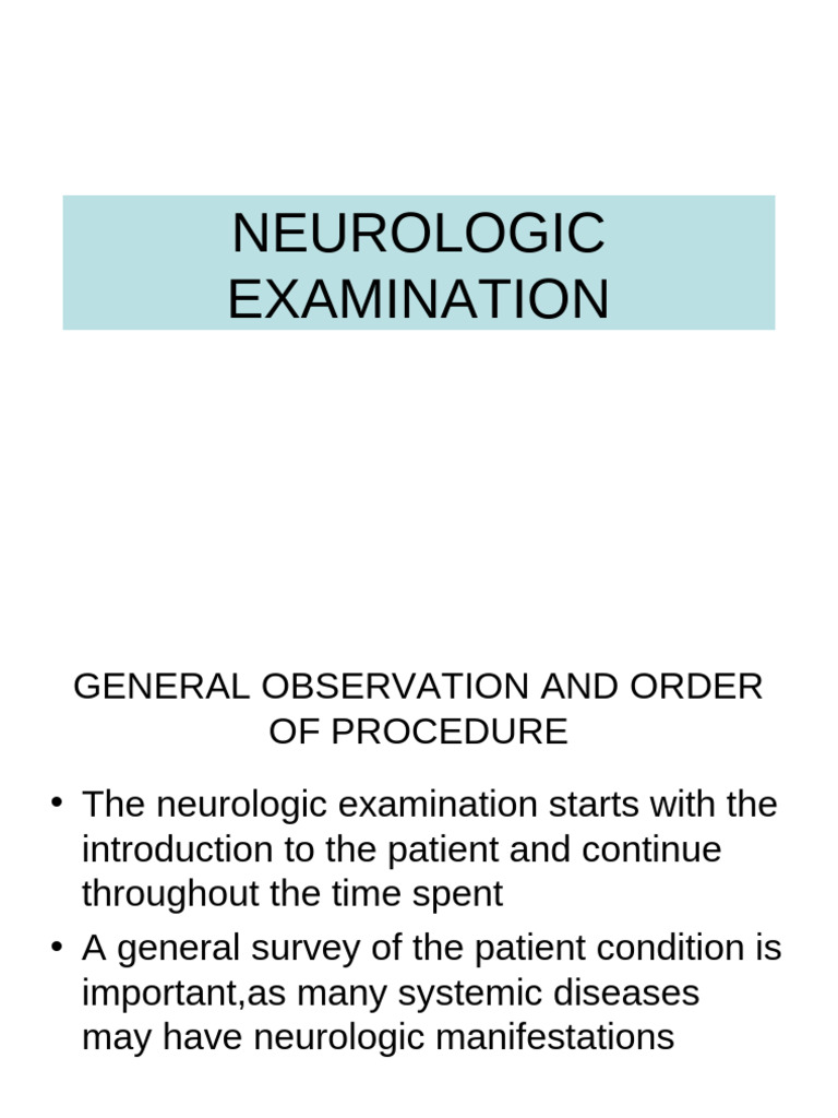 Neurologic Examination | PDF | Coma | Science & Mathematics