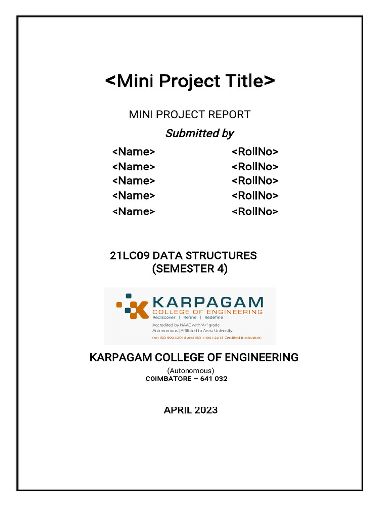 Data Structures Project Report | PDF | Software | Office Equipment