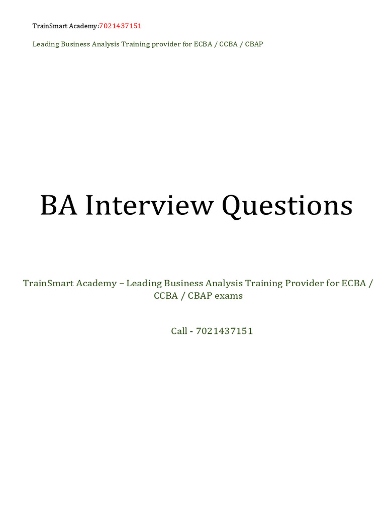 BA Interview Questions | PDF