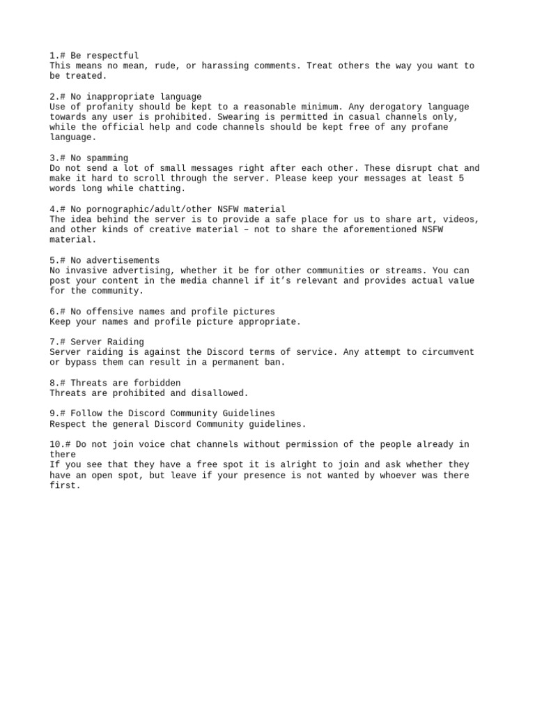 Rules For Discord Server | PDF