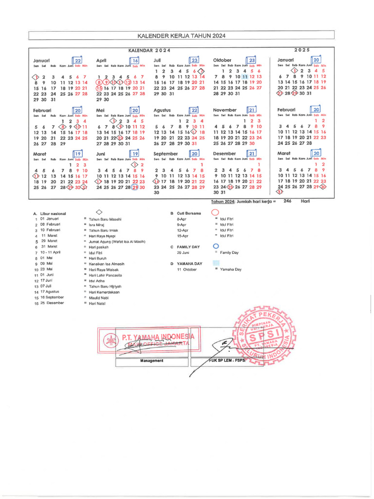 Kalender Kerja YI 2024 | PDF