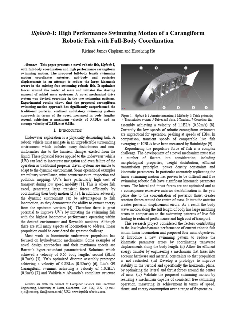 iSplash-I: Advanced Robotic Fish Motion | PDF | Robotics | Science ...