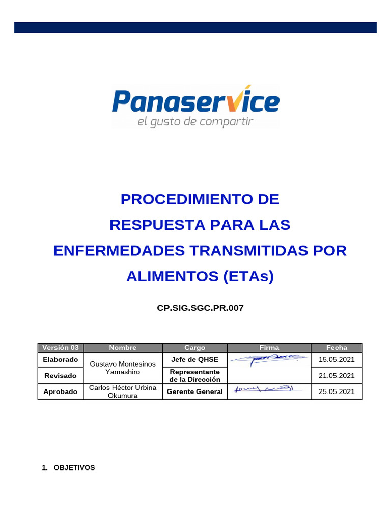 CP - sig.SGC - pr.007 - Procedimiento de Respuesta Ante Las ETAs - v3 | PDF