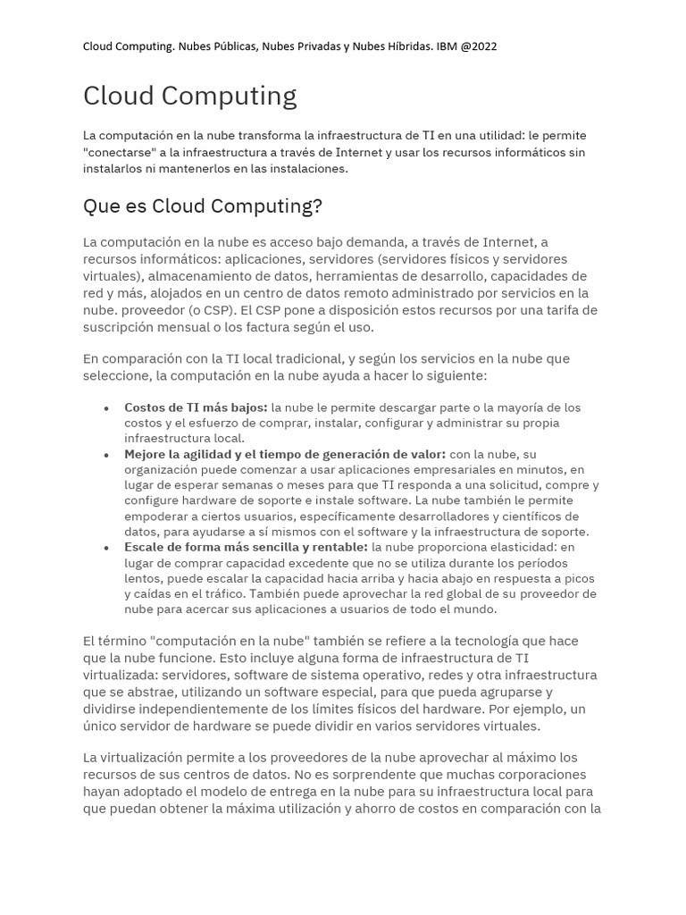 Clase Cloud Computing IBM CC PuC PVC HiC ES en | PDF