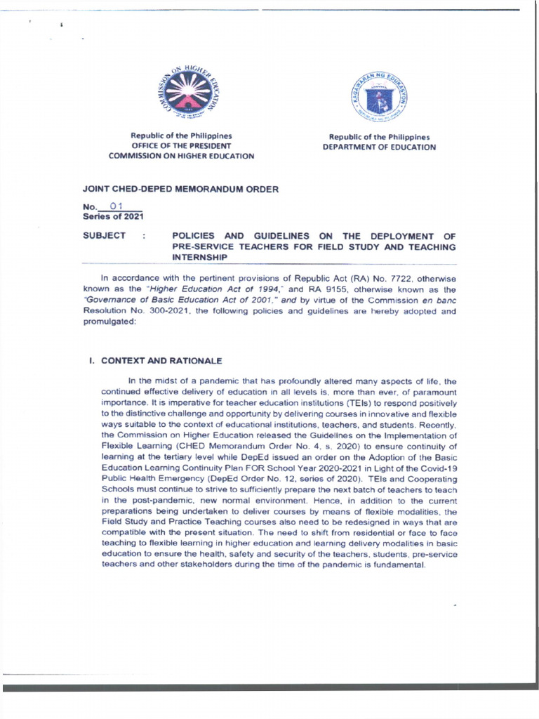 Joint Ched Deped Memo s.2021 | PDF