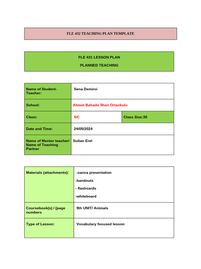 Lesson Plan For 5 - C | PDF | Teachers | Lesson Plan