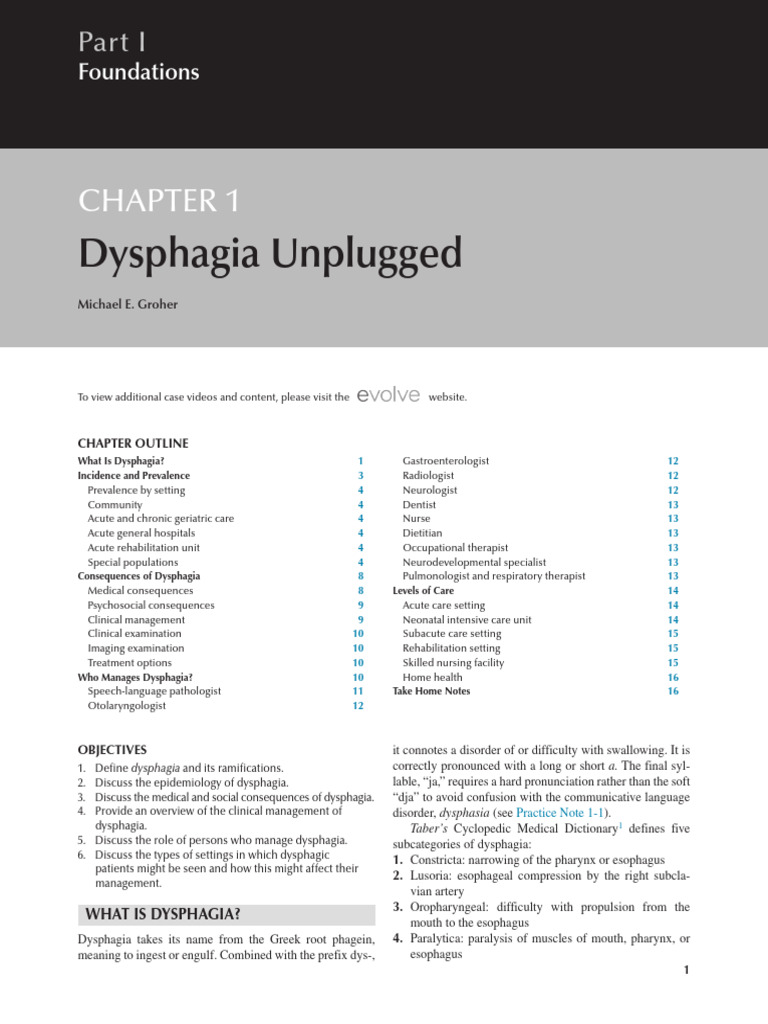 Chapter 1 - Dysphagia Unplugged | PDF | Esophagus | Stroke