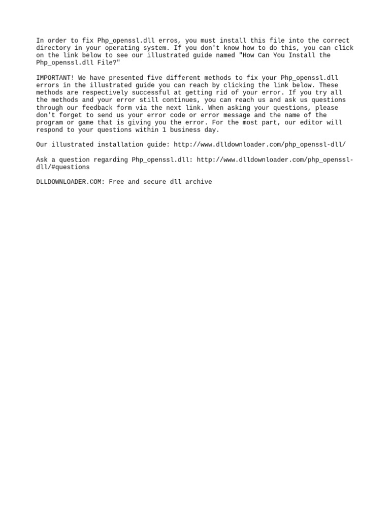 How To Fix PHP - Openssl - DLL Errors | PDF