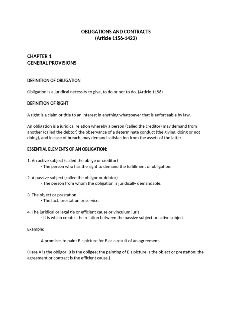 Law Obligations and Contracts | PDF