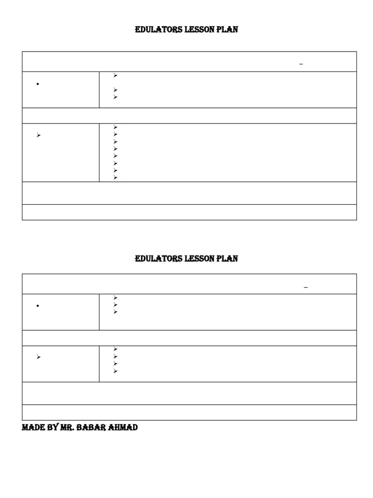 Week 03 Lesson Plan 6,7 Class | PDF