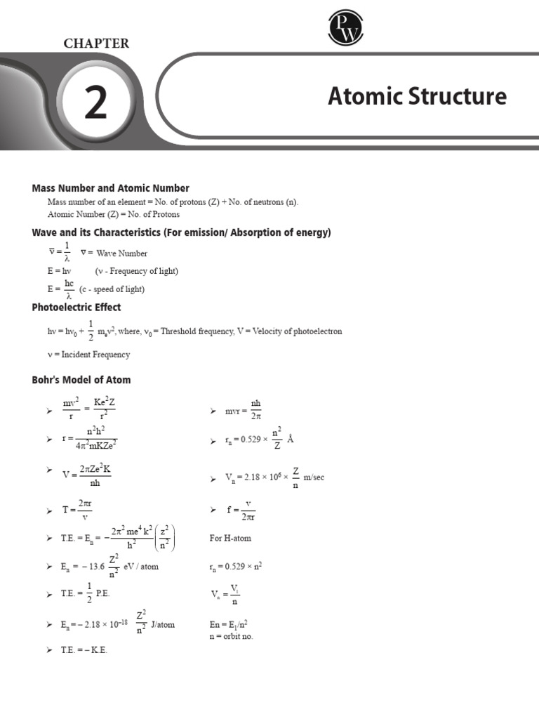 Atomic Structure Short Notes | PDF