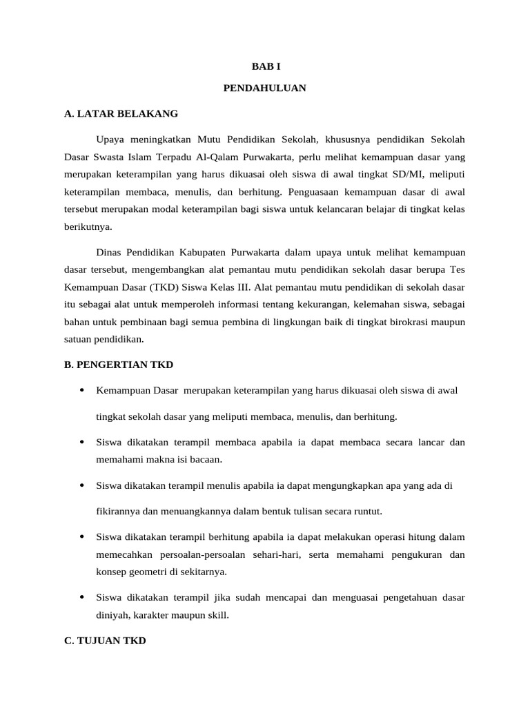 Pengertian dan Tujuan TKD Siswa SD | PDF | Career & Growth