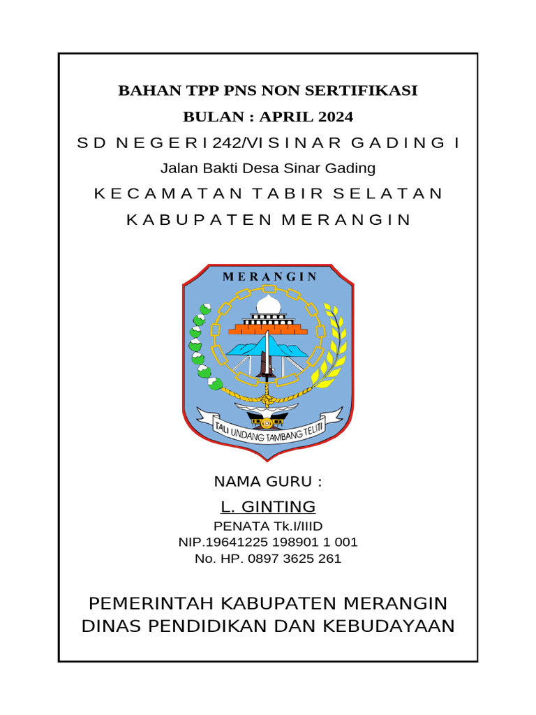 Bahan TPP PNS Nin Sertifikasi SD 242 | PDF