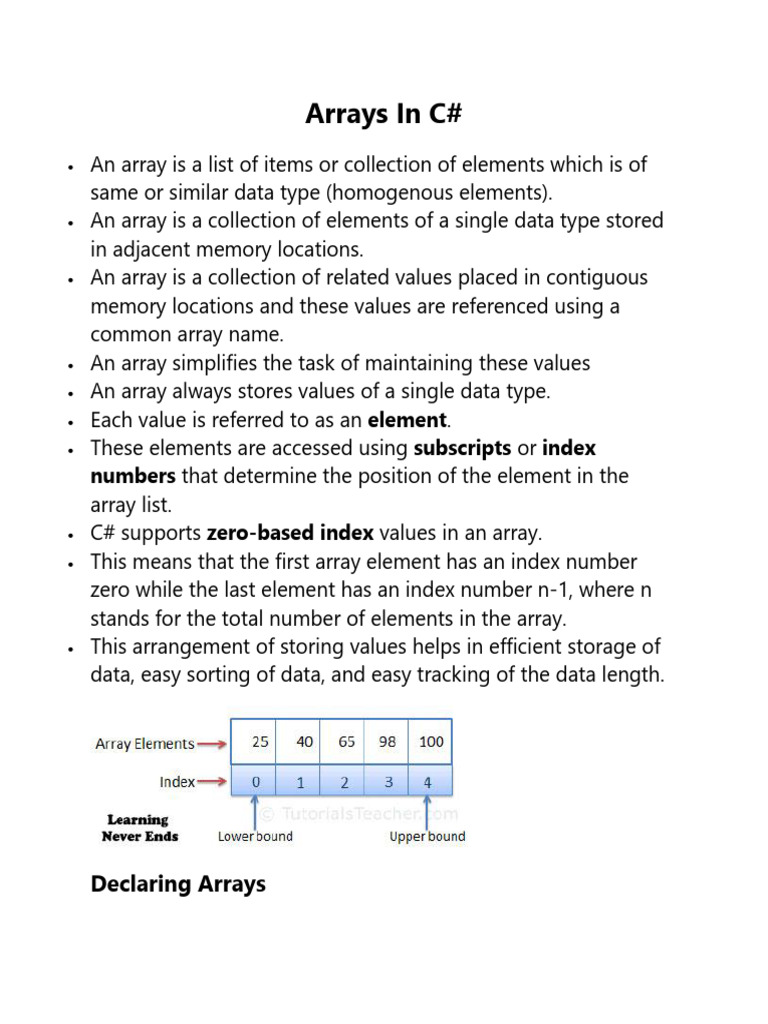Arrays in Csharp | PDF