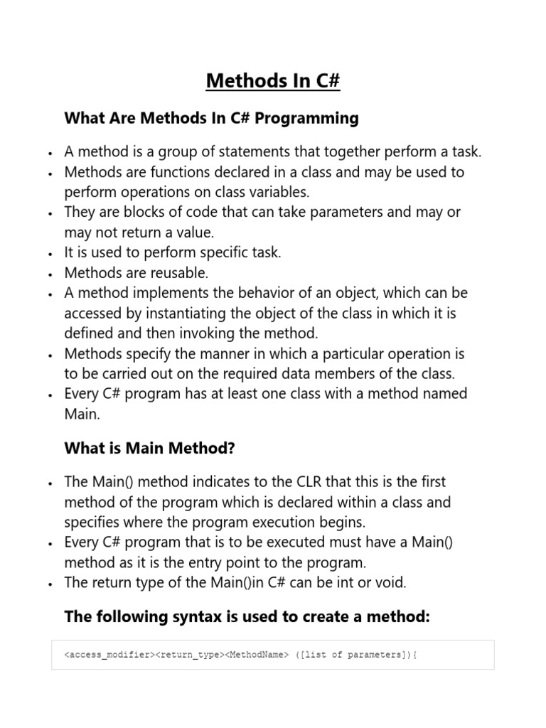 12.methods in Csharp | PDF