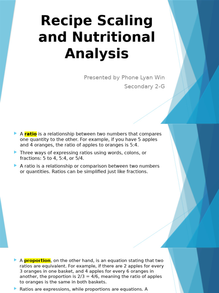 Recipe Scaling and Nutritional Analysis (Phone Lyan Win S2-G) | PDF