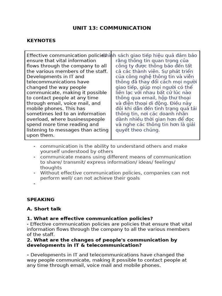 Unit 13_ Communication | PDF