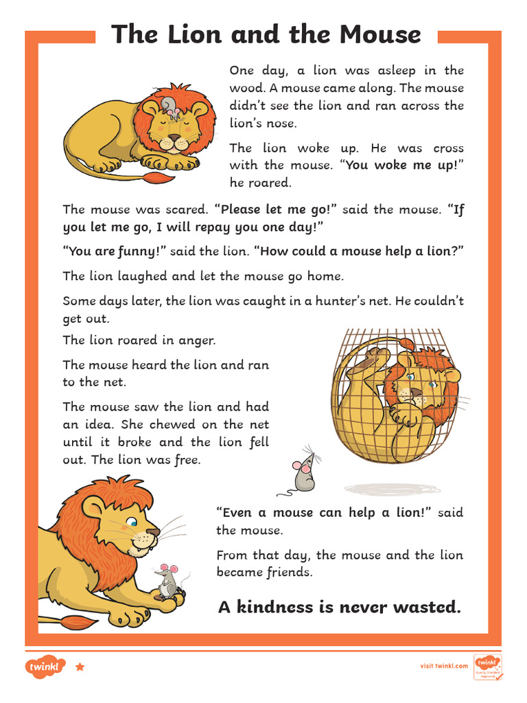 T L 53192 The Lion and The Mouse Differentiated Reading Comprehension ...