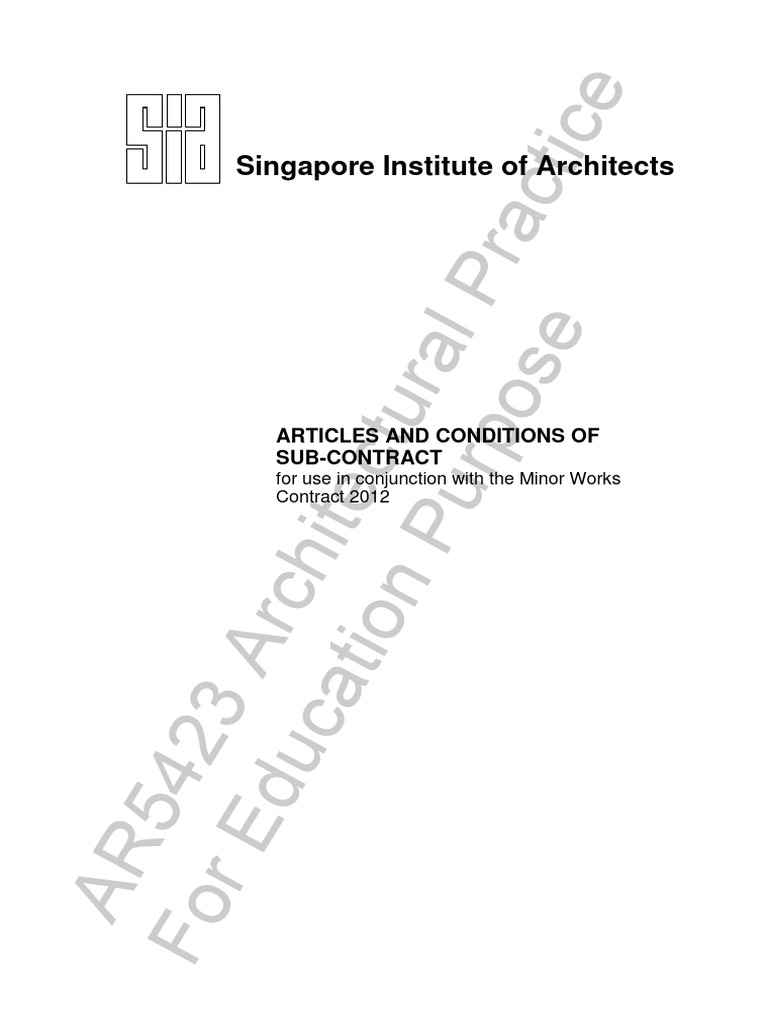 SIA-Minor-Works-Sub-Contract-2019 | PDF