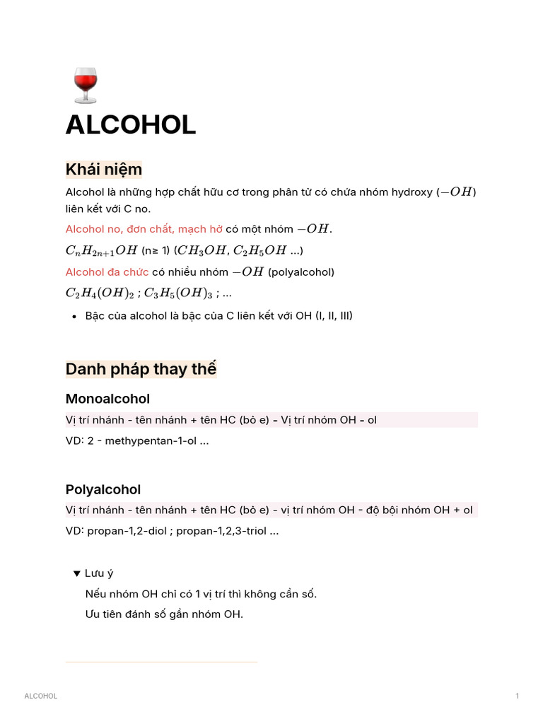 Alcohol (Hoá học 11) | PDF