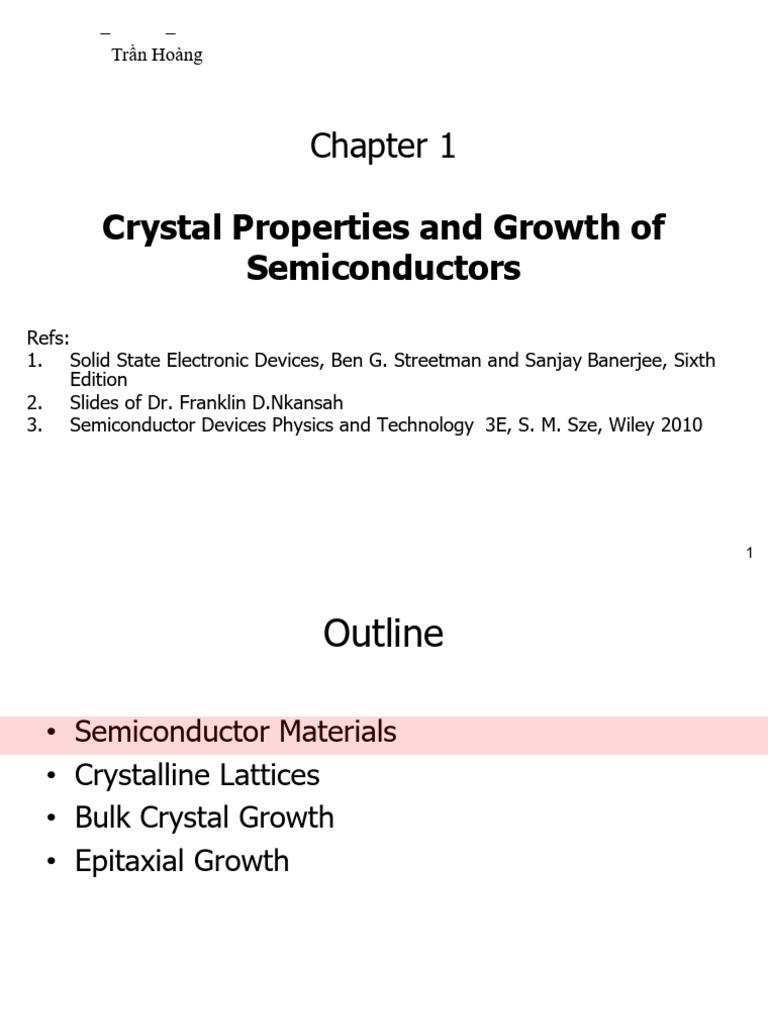 SSED - CH 1 - Crystal Properties and Growth of Semiconductors - Rev1 | PDF