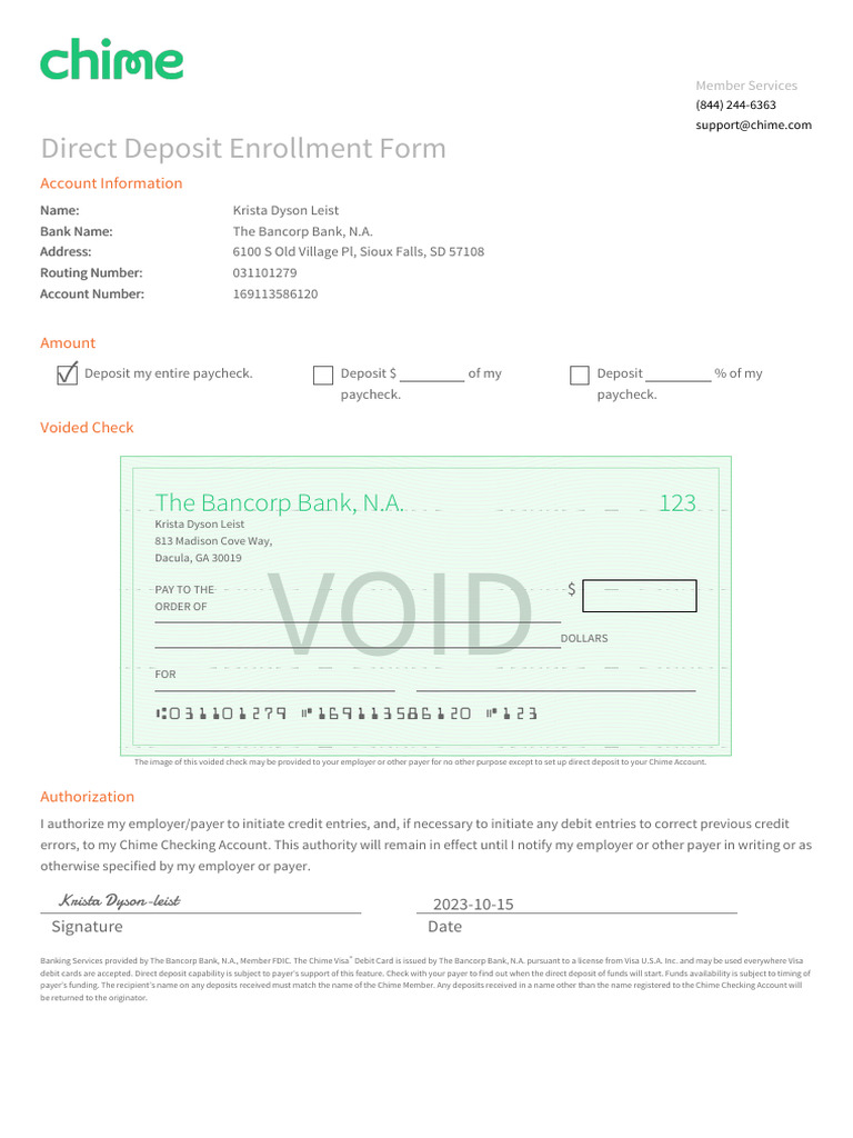 Chime Direct Deposit | PDF