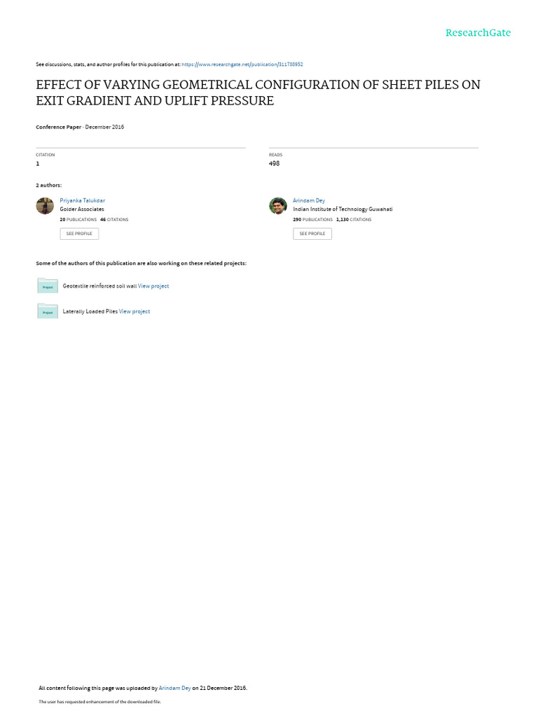 2016 - Effect of Varying Geometrical Configuration of Sheet Piles On ...