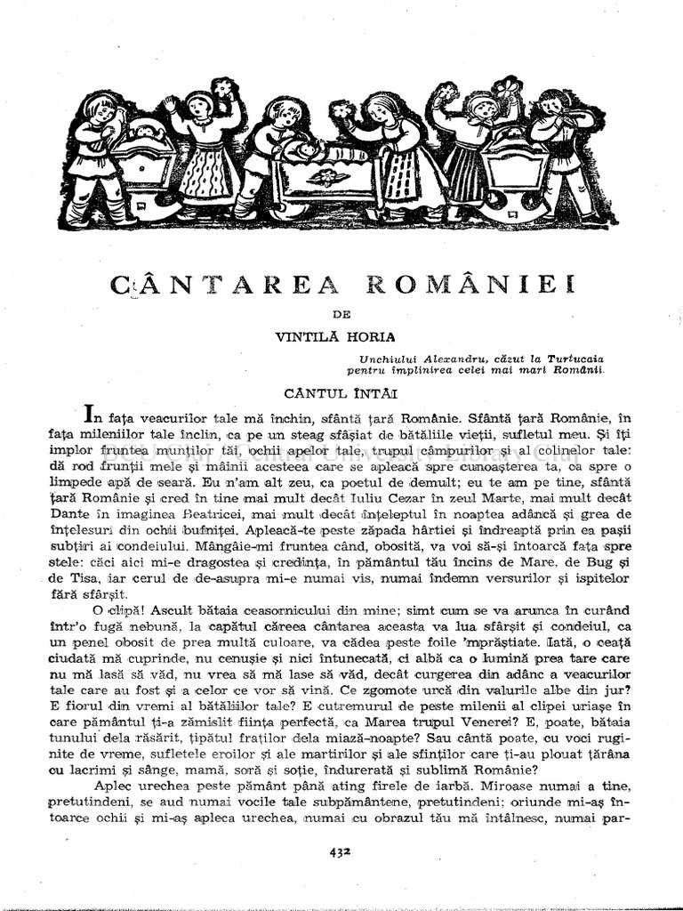 Vintila Horia - Cantarea Romaniei - Oct. 1942 | PDF