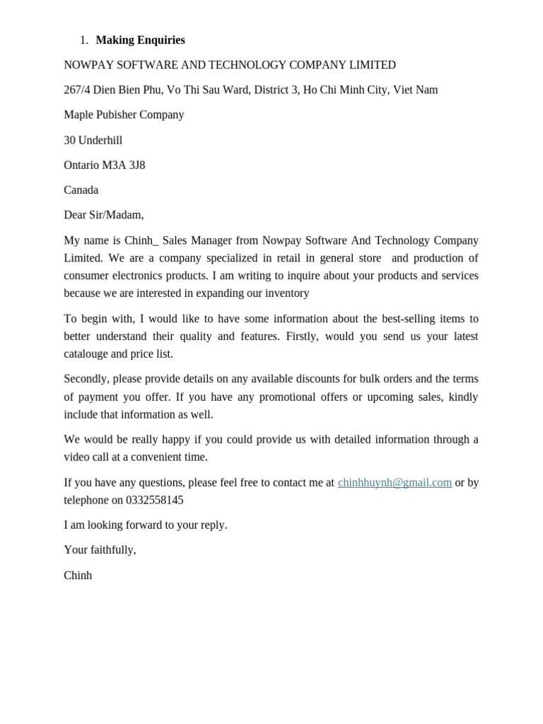 Making Enquiries | PDF