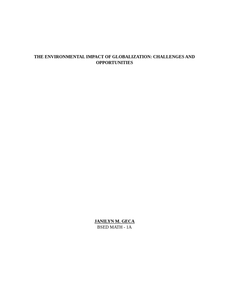 The Environmental Impact of Globalization | PDF