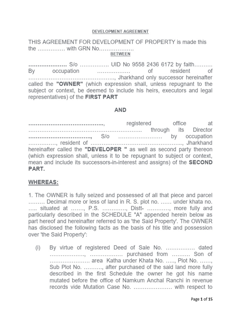 Development Agreement 1 | PDF