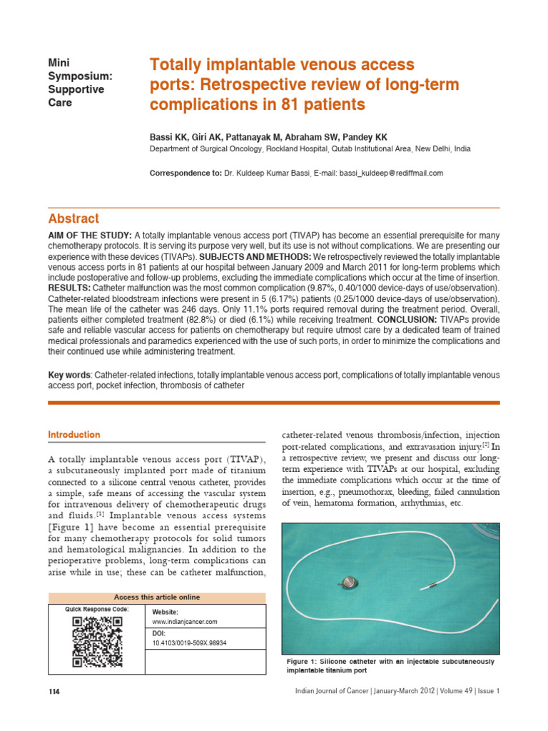 Totally Implantable Venous Access Ports .19 | PDF