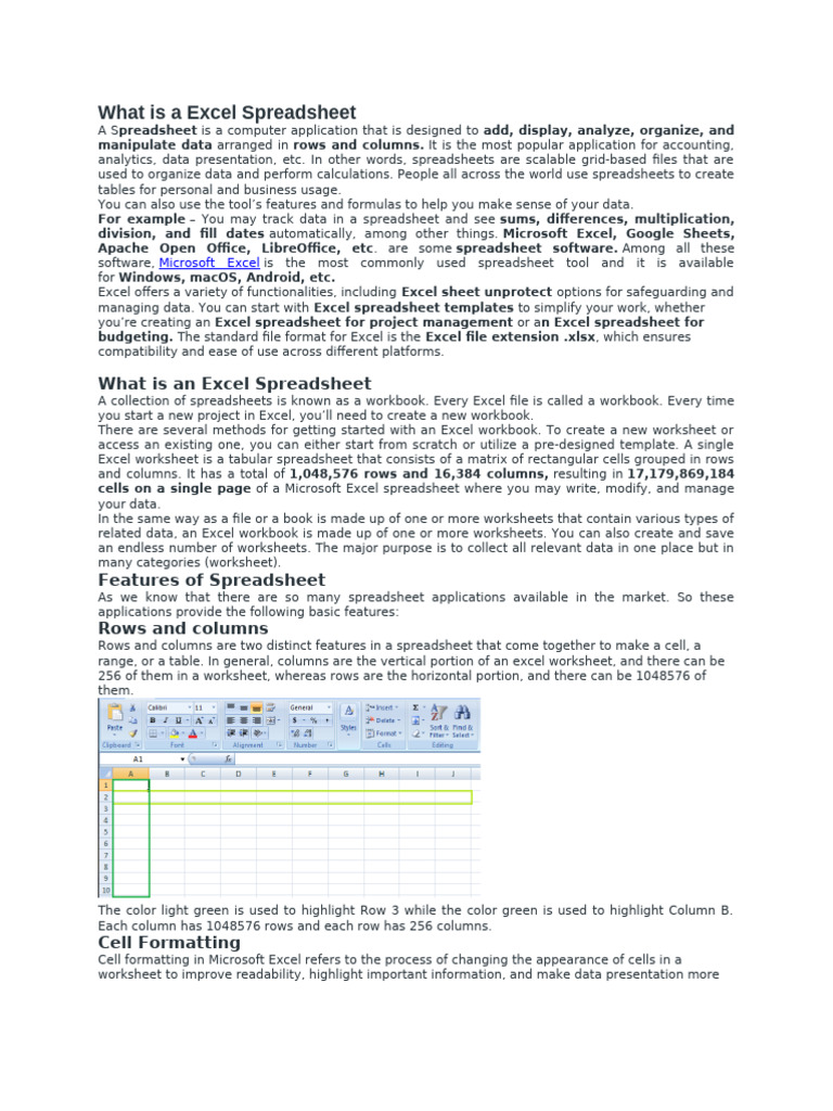What Is A Excel Spreadsheet | PDF | Microsoft Excel | Spreadsheet