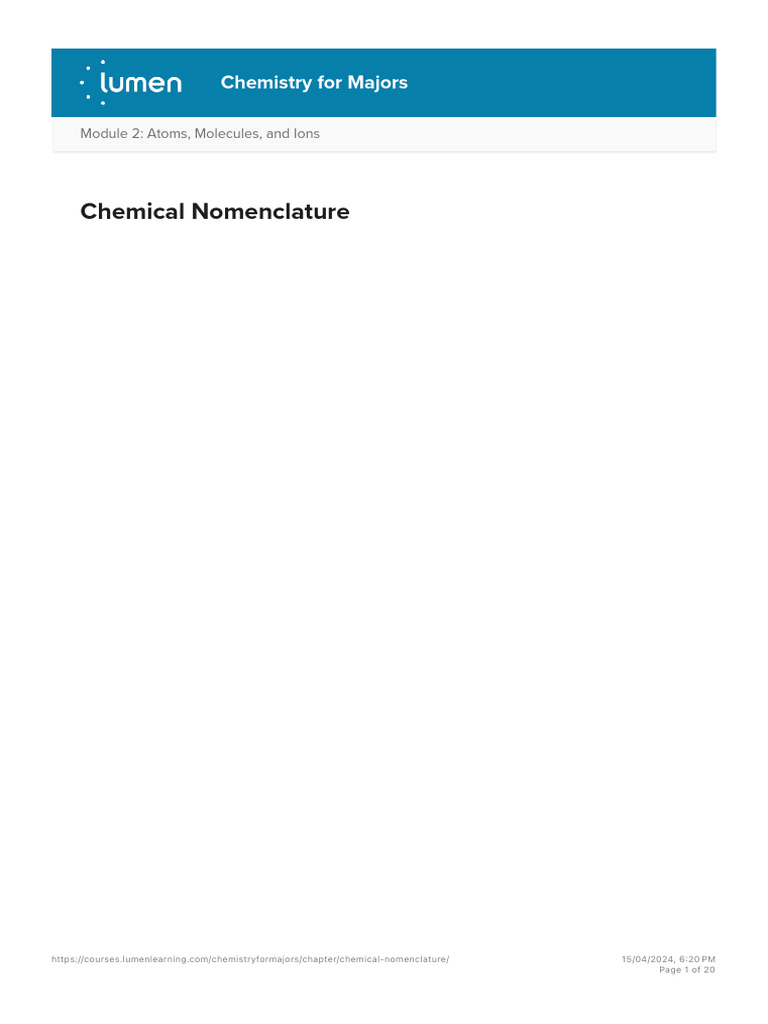 Chemical Nomenclature - Chemistry For Majors | PDF | Chemical Compounds ...