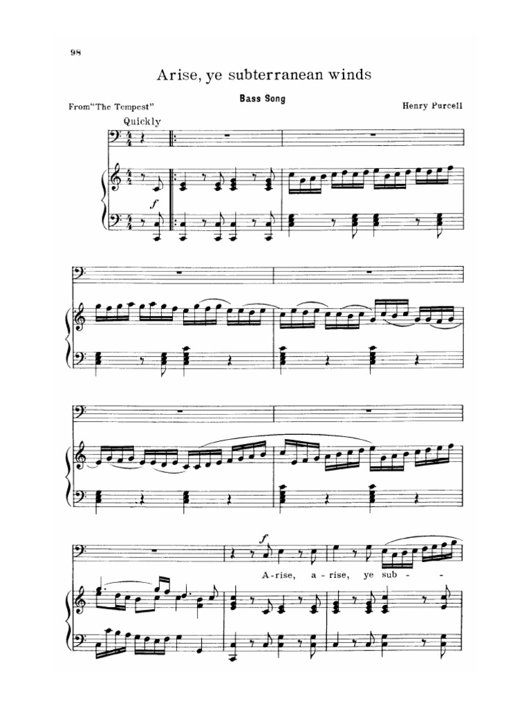 Arise, Ye Subterranean Winds (Bass Song) | PDF