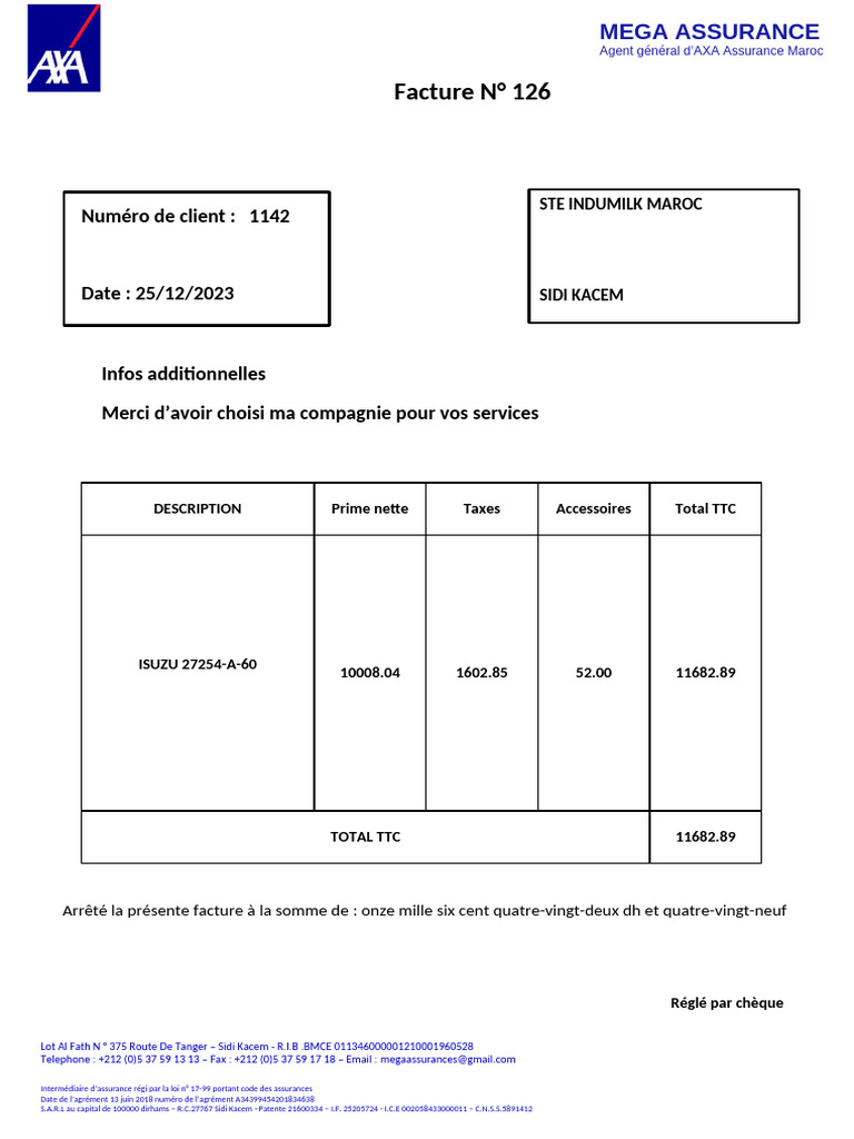 Facture Indumilk | PDF