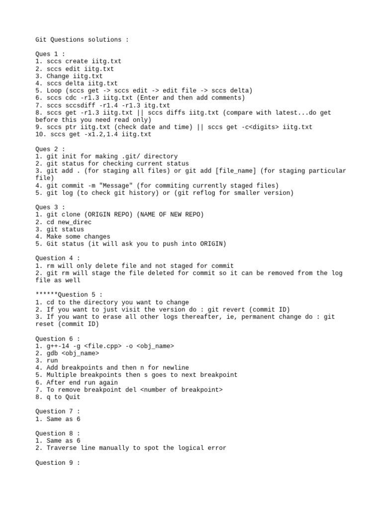 Git Questions solutions | PDF
